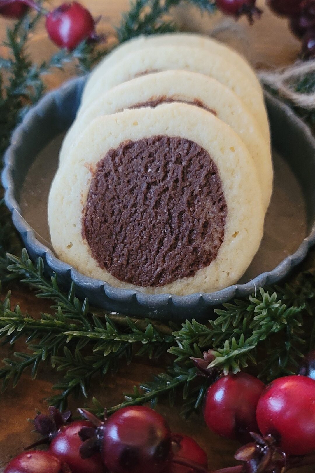 Chocolate and Vanilla Pinwheel Cookies - Plated for Two