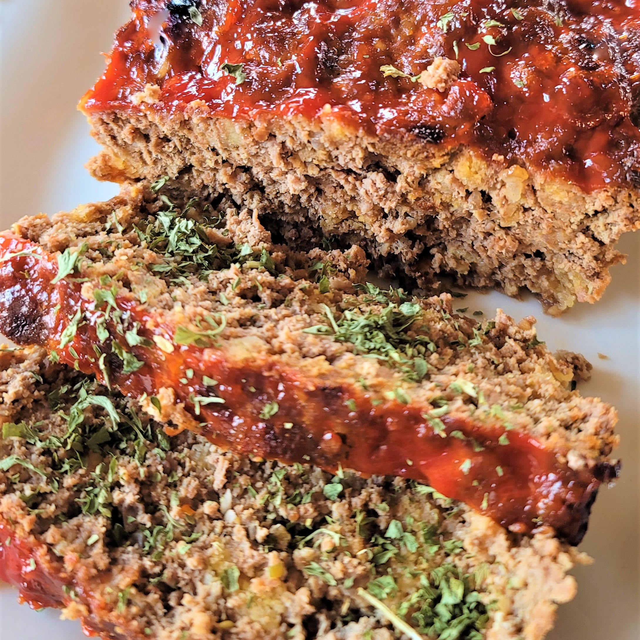 Moist Meatloaf Made with Stuffing - Plated for Two